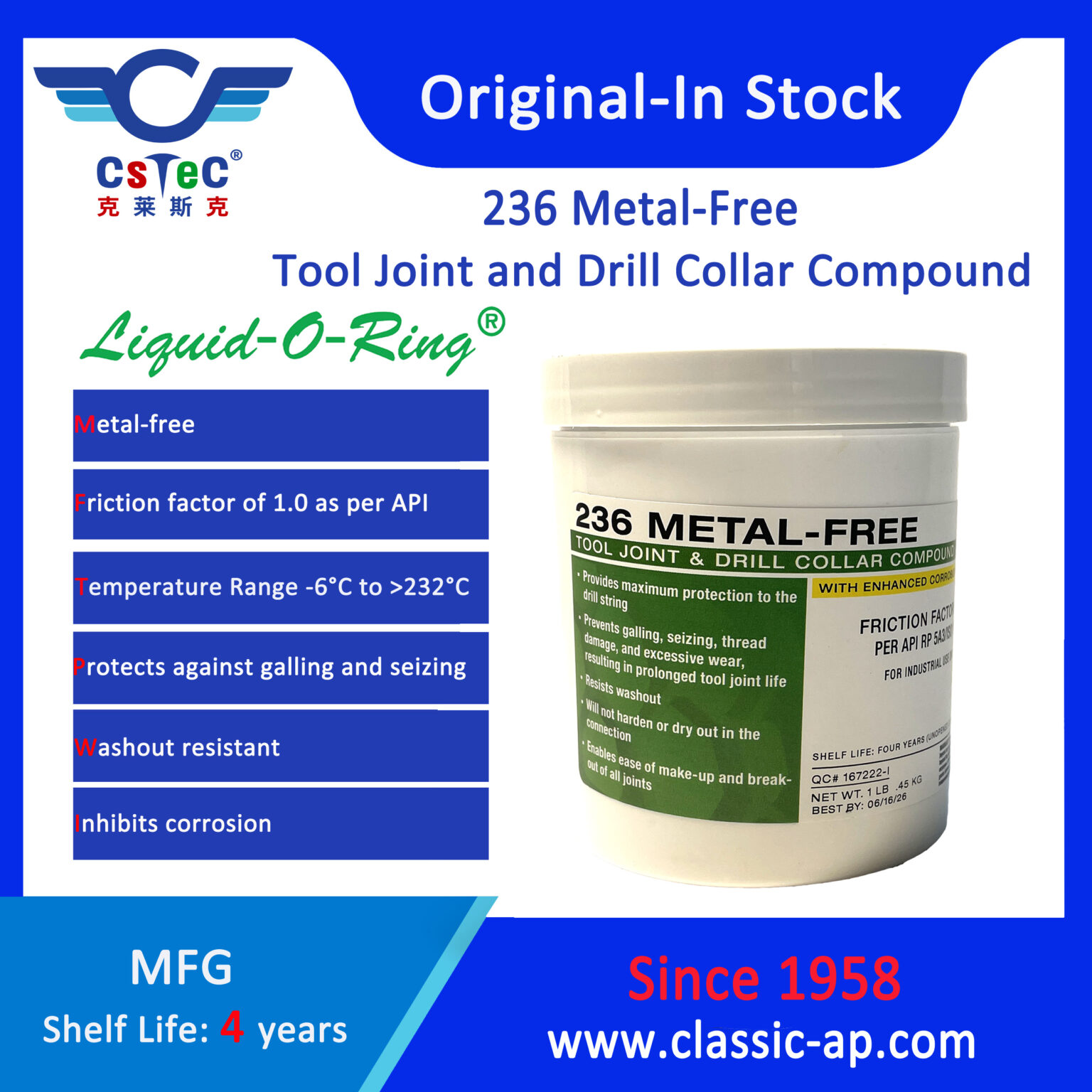 Liquid-O-Ring 236 Metal-Free Tool Joint And Drill Collar Compound ...